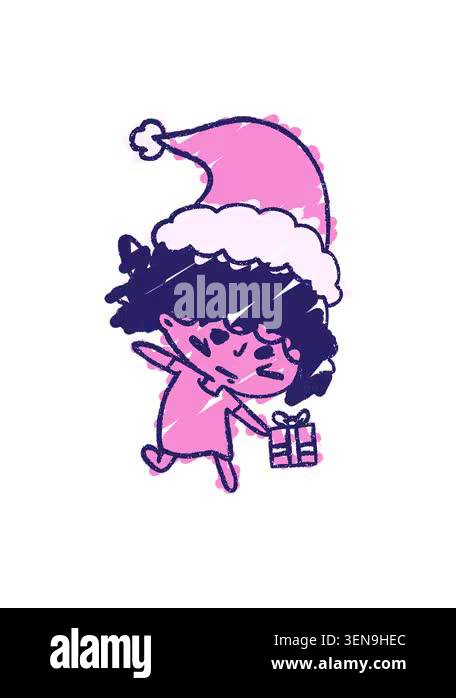 pixelize effect animation of Christmas woman Chalk Drawing Stock Video ...