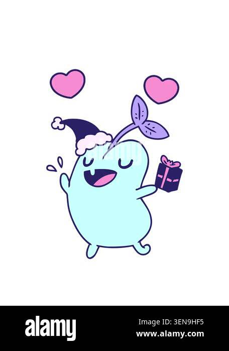 spinning hearts animation of hand drawn christmas cartoon of kawaii ...