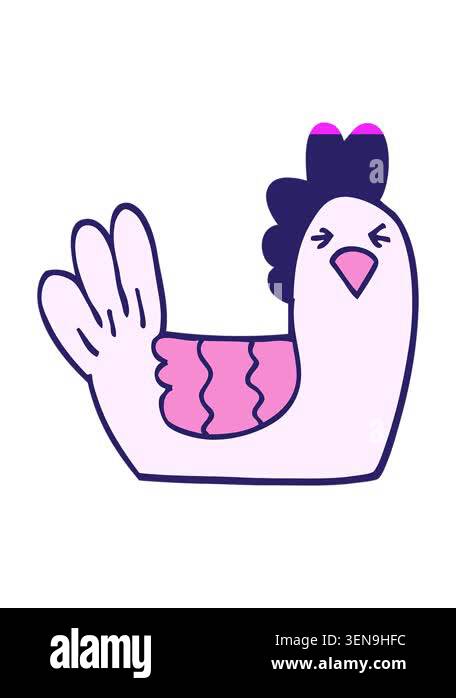 power up animation of hand drawn doodle style cartoon roosting hen ...