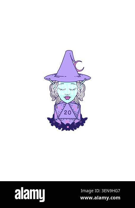 splitting effect animation of Retro Tattoo Style elf mage character ...