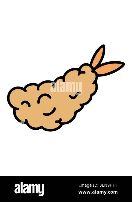 shivering motion animation of japanese tempura fried shimp snack Stock ...