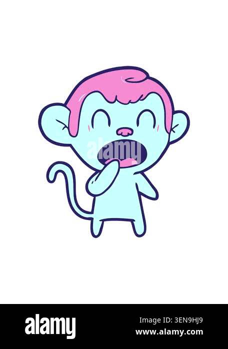 spinning motion animation of yawning cartoon monkey Stock Video Footage ...