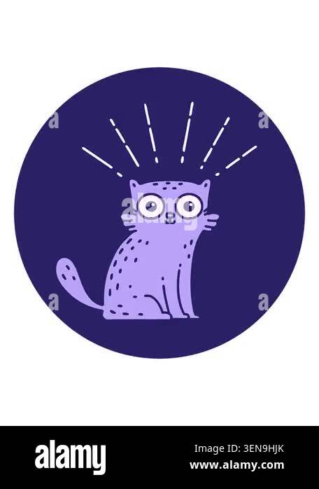 shivering motion animation of icon of a tattoo style surprised cat ...