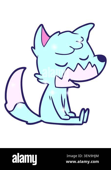 glitter effect animation of friendly cartoon sitting fox Stock Video ...