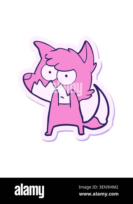 pixelize effect animation of sticker of a cartoon annoyed fox Stock ...