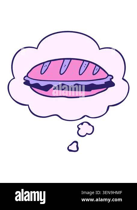 pixelize effect animation of cartoon cheese sandwich with thought ...