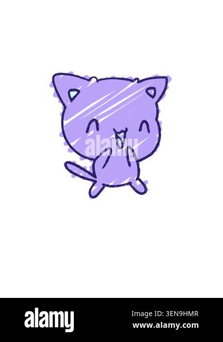rise and float animation of Happy Cat Chalk Drawing Stock Video Footage ...