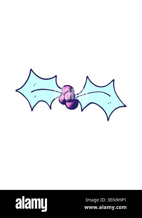 power up animation of cartoon drawing of a christmas holly Stock Video ...