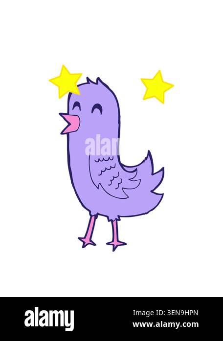 spinning stars animation of cartoon happy bird Stock Video Footage - Alamy