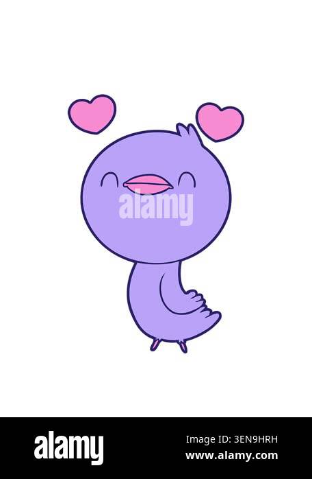 spinning hearts animation of hand drawn cartoon of a bird Stock Video ...