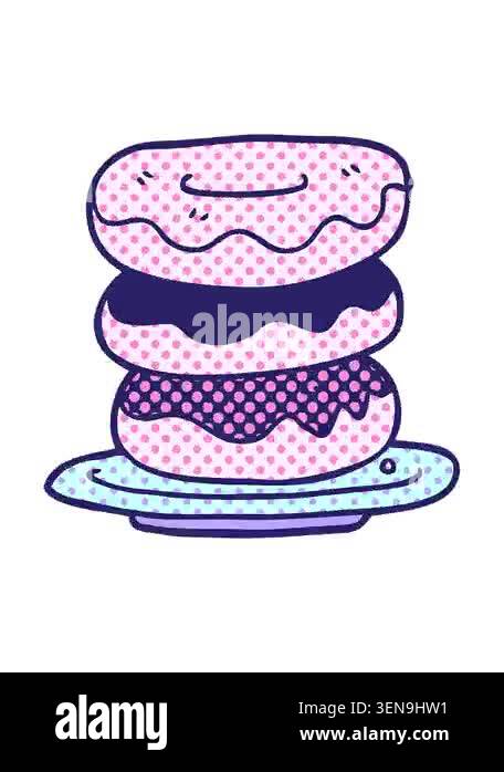 shivering motion animation of cartoon doodle plate of donuts Stock ...