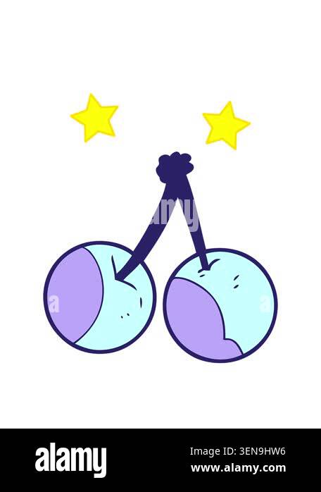 spinning stars animation of cartoon cherries drawing Stock Video ...