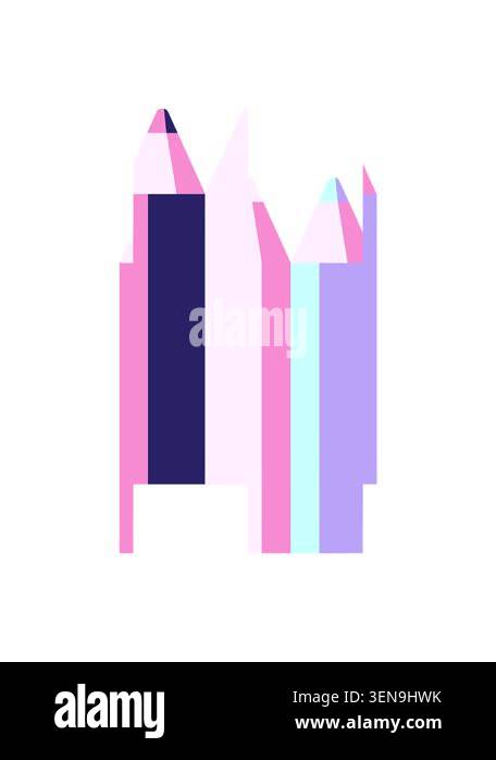 splitting motion animation of color pencils illustration icon Stock ...