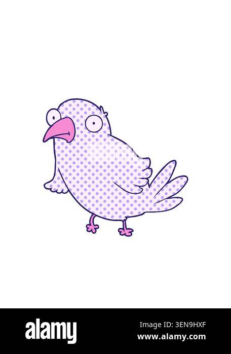 blinking radial lines animation of cartoon of a cute bright bird Stock ...