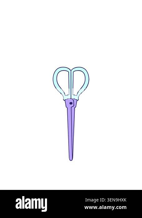 stretching up animation of hand drawn quirky cartoon scissors Stock ...