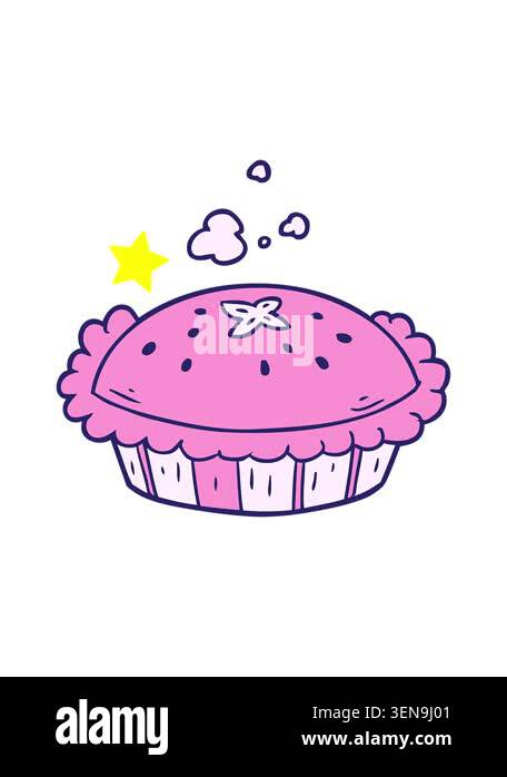twinkling stars effect animation of hot cartoon pie fresh out of the ...