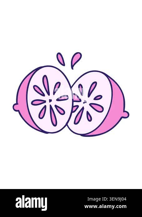 pixelize effect animation of cartoon of a fresh lemon sliced in two ...