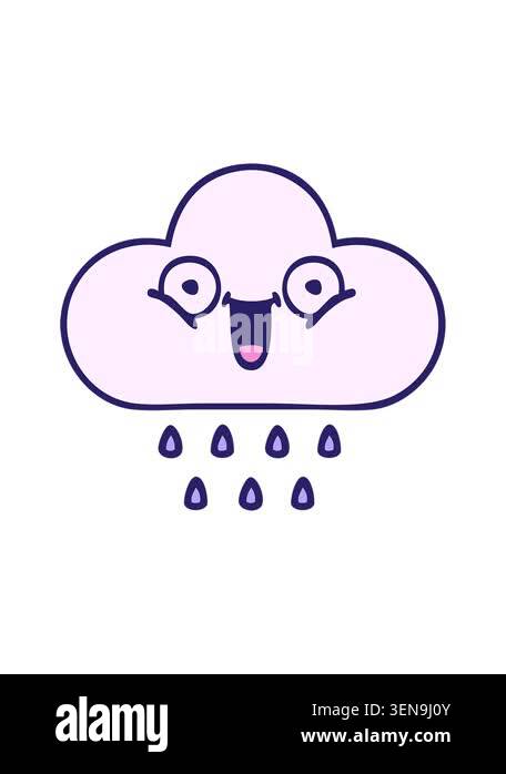 bobbing motion animation of cute cartoon of a rain cloud Stock Video ...