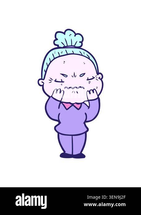 bobbing motion animation of cartoon annoyed old lady Stock Video ...