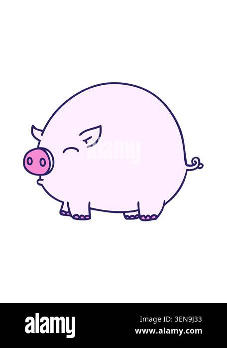 vibrating motion animation of hand drawn cartoon pig Stock Video ...