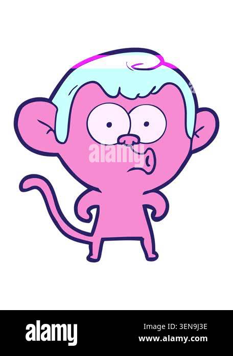 power up animation of a cartoon hooting monkey Stock Video Footage - Alamy