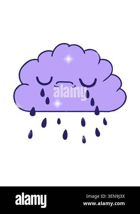 glitter effect animation of cartoon of cute crying cloud Stock Video ...
