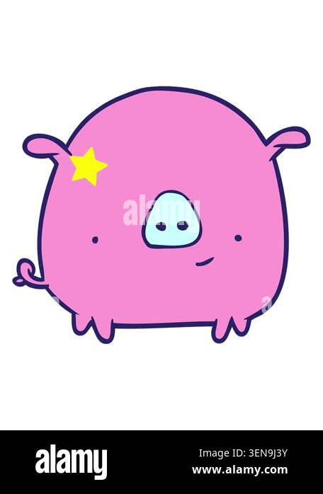 twinkling stars effect animation of cartoon happy pig Stock Video ...