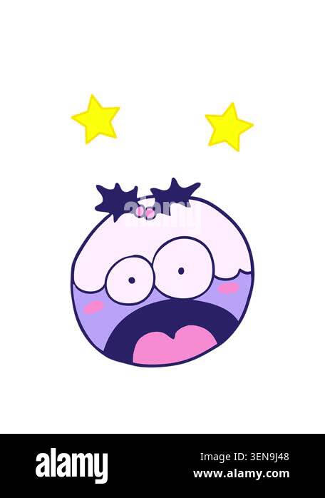 spinning stars animation of cartoon christmas pudding with shocked face ...