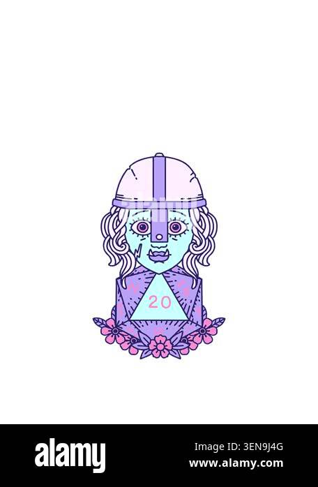 stretching up animation of Retro Tattoo Style half orc fighter ...