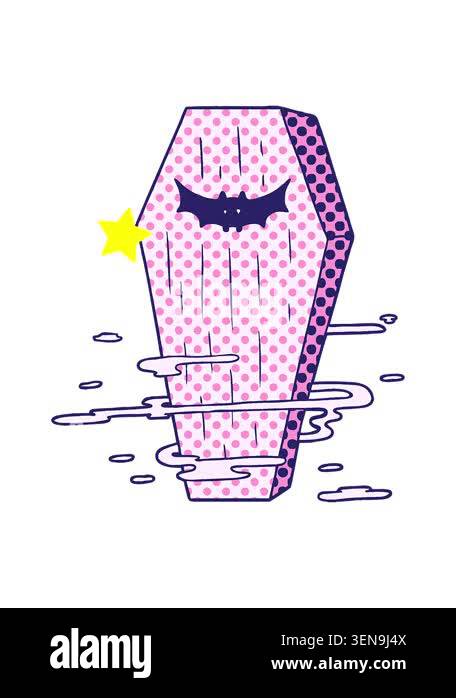 twinkling stars effect animation of cartoon spooky coffin Stock Video ...