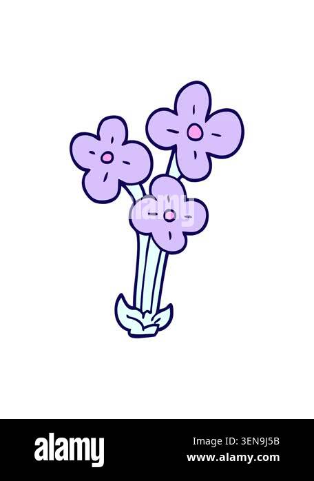 neon light effect animation of cartoon doodle bunch of flowers Stock ...