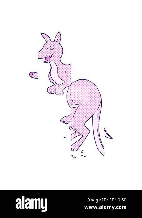 splitting motion animation of freehand drawn cartoon kangaroo Stock ...