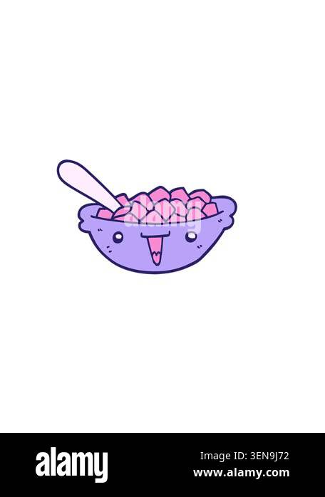horizontally vibrating animation of cute cartoon bowl of cereal Stock ...