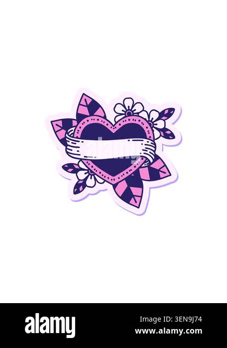 splitting effect animation of sticker of tattoo in traditional style of ...