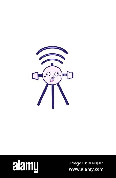 horizontally vibrating animation of cartoon of a satellite Stock Video ...