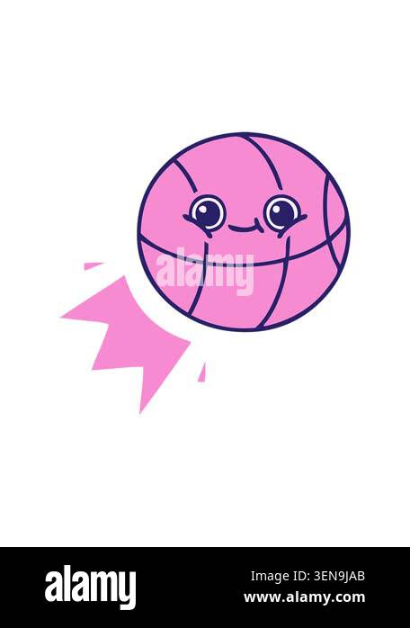 jiggle and pause animation of flat color retro cartoon of a basketball ...