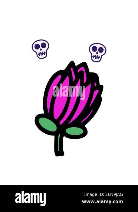 spinning skulls animation of brazilian carnival thrown fake flower ...