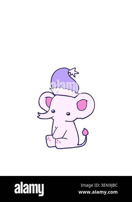 stretching up animation of cute christmas elephant Stock Video Footage ...