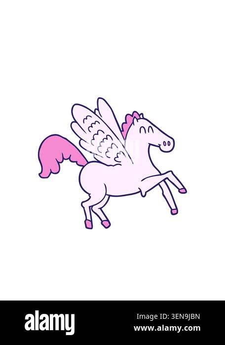 blinking radial lines animation of cartoon winged horse Stock Video ...