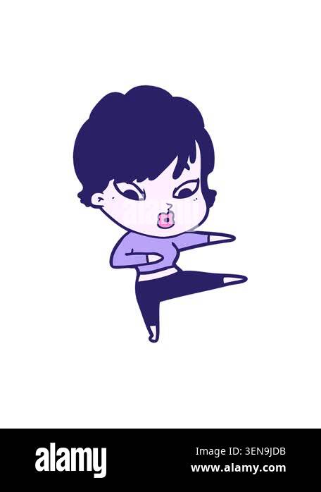 vibrating motion animation of cartoon illustration of female character ...