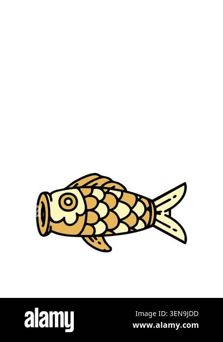 stretching up animation of japanese koi carp paper flag Stock Video ...