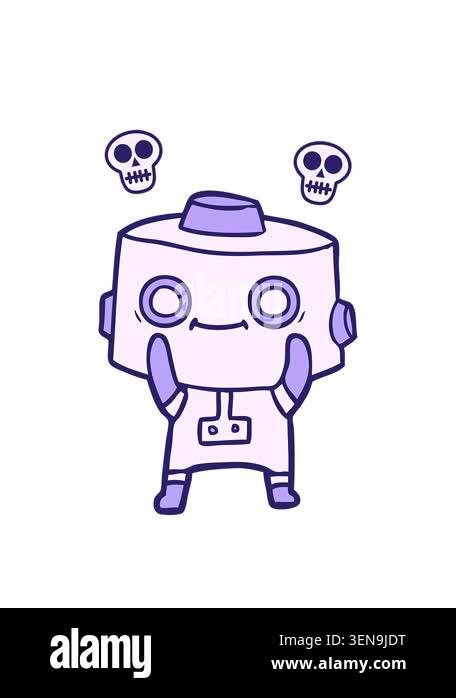 spinning skulls animation of cartoon retro robot Stock Video Footage ...