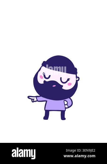 jumping motion animation of cute cartoon man with beard Stock Video ...