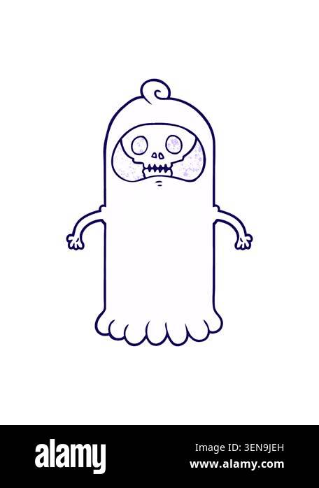 neon light effect animation of cartoon spooky skull ghost Stock Video ...