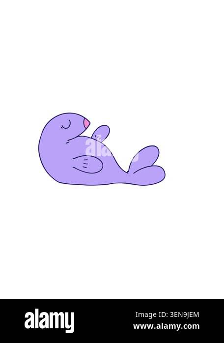 horizontally vibrating animation of hand drawn quirky cartoon seal ...