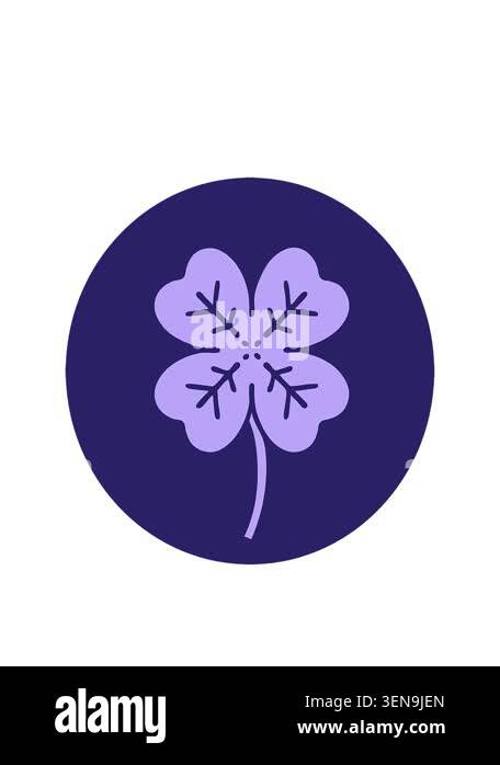 stretching up animation of tattoo style image of a four leaf clover ...