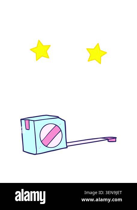 spinning stars animation of cartoon tape measure Stock Video Footage ...
