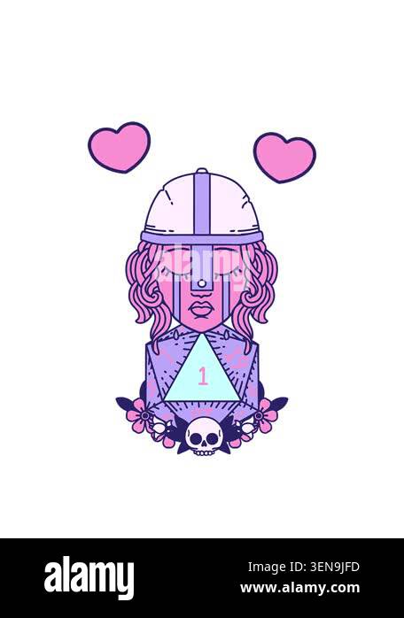 spinning hearts animation of Retro Tattoo Style crying human fighter ...