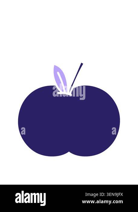 stretching up animation of flat color retro cartoon of juicy apple ...