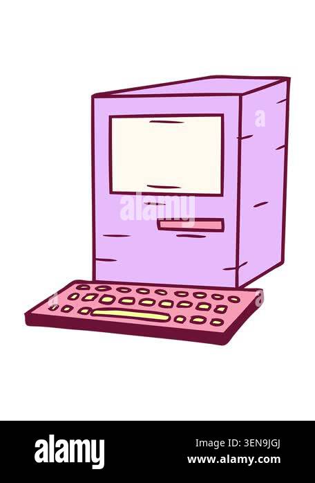 jiggle and pause animation of hand drawn cartoon doodle of a computer ...